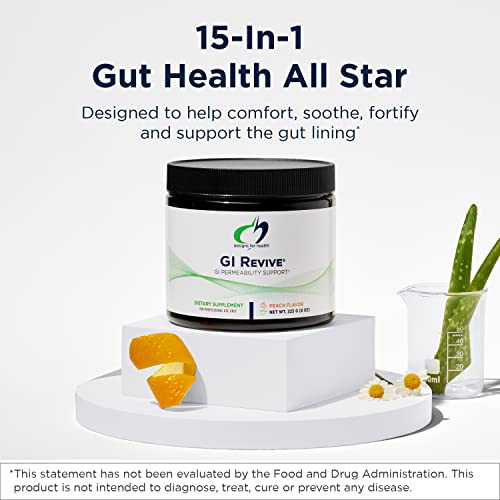 Designs for Health GI Revive Gut Health Powder - L Glutamine & Citrus Pectin for Digestive Health + Slippery Elm, Marshmallow Root & Cat's Claw for Healthy Intestinal Function (28 Servings)