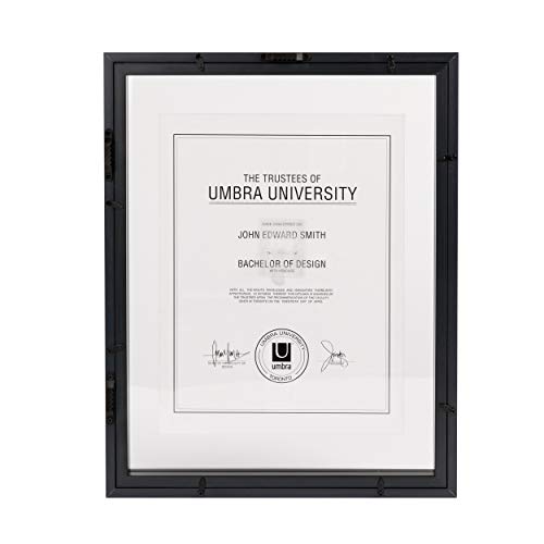 Umbra 316280-040 Floating Frame for Displaying Documents, Diploma, Certificate, Photo or Artwork, 11 x 14 8-1/2 x 11, Black