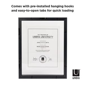 Umbra 316280-040 Floating Frame for Displaying Documents, Diploma, Certificate, Photo or Artwork, 11 x 14 8-1/2 x 11, Black