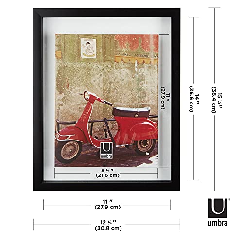 Umbra 316280-040 Floating Frame for Displaying Documents, Diploma, Certificate, Photo or Artwork, 11 x 14 8-1/2 x 11, Black