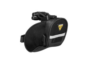 topeak aero wedge pack, w/ fixer f11, micro , black, ﻿l x w x h 6.6 x 14 x 8.1 cm / 2.6” x 5.5” x 3.2”