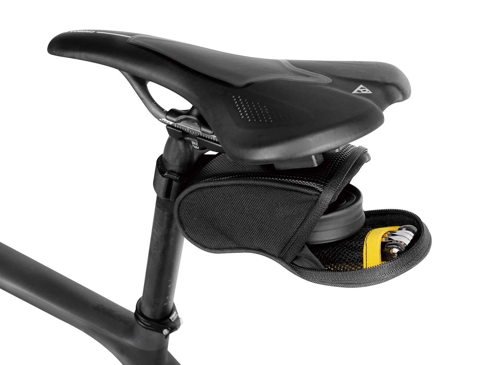 Topeak Aero Wedge Pack, w/ Fixer F11, Micro , Black, ﻿L x W x H 6.6 x 14 x 8.1 cm / 2.6” x 5.5” x 3.2”