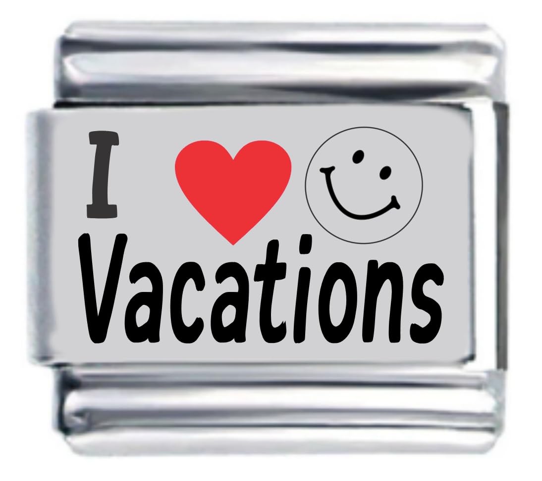 I Heart Vacations Red Heart Laser Italian Charm