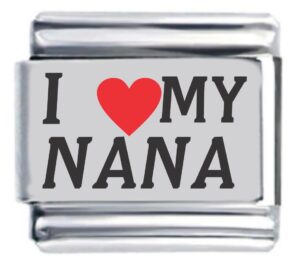 i heart my nana red heart laser italian charm