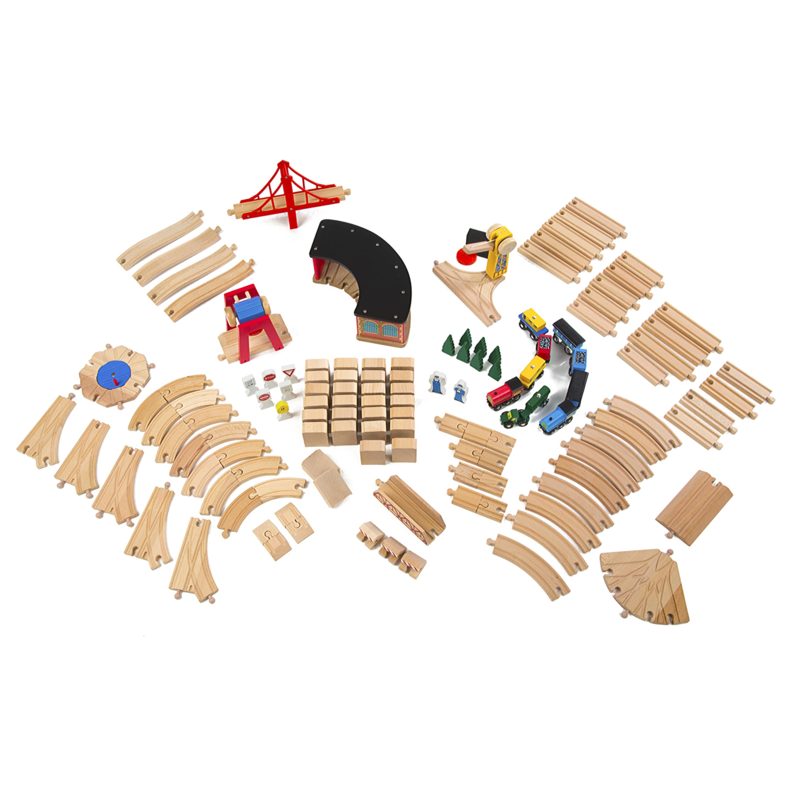 Melissa & Doug Deluxe Wooden Railway Train Set (130+ pcs)