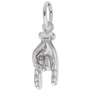 rembrandt charms good luck hand symbol charm, sterling silver