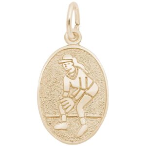 rembrandt charms female softball charm, gold plated silver