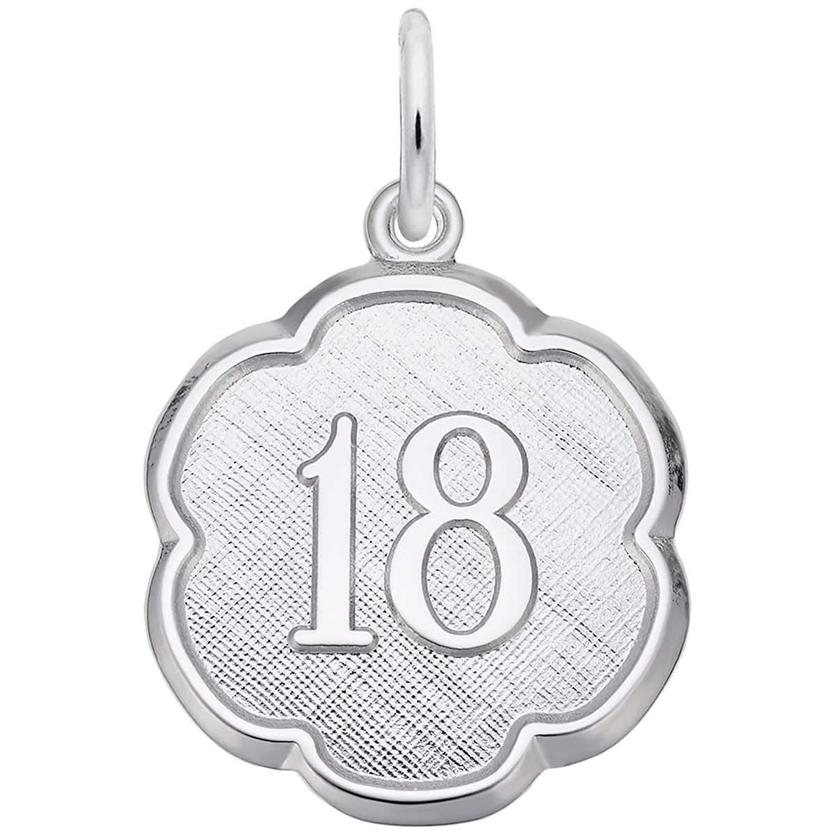 Rembrandt Charms Number 18 Charm, Sterling Silver