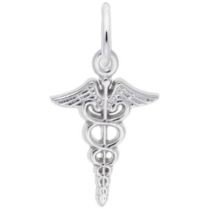 rembrandt charms caduceus charm, sterling silver