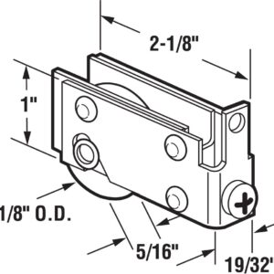 Prime-Line D 1540 1-1/8 In. Steel Ball Bearing Door Roller Assembly, for Viking (Single Pack)