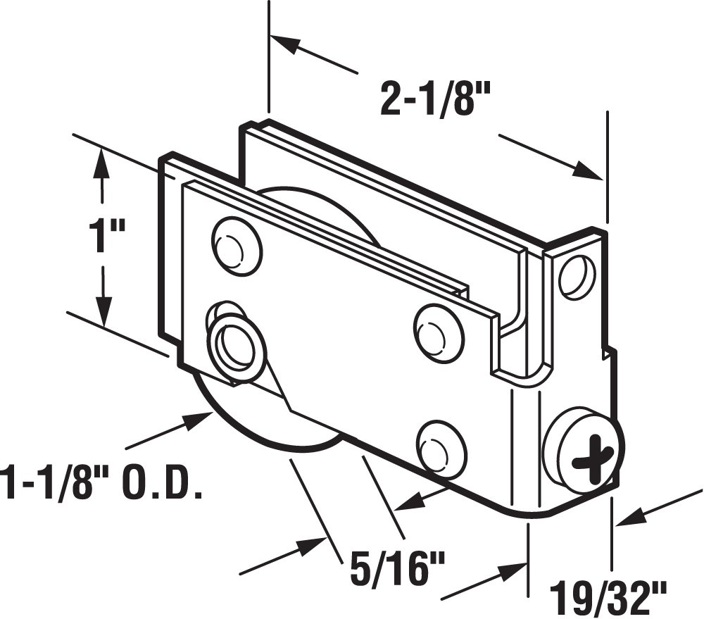 Prime-Line D 1540 1-1/8 In. Steel Ball Bearing Door Roller Assembly, for Viking (Single Pack)