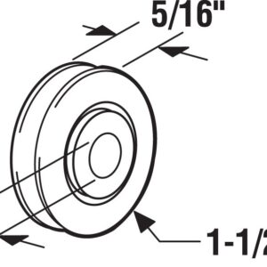 Prime-Line D 1503 1/4 In. Inside Diameter x 1-1/2 In. Outside Diameter Steel Unfinished Sliding Door Ball Bearing Roller (2 Pack)