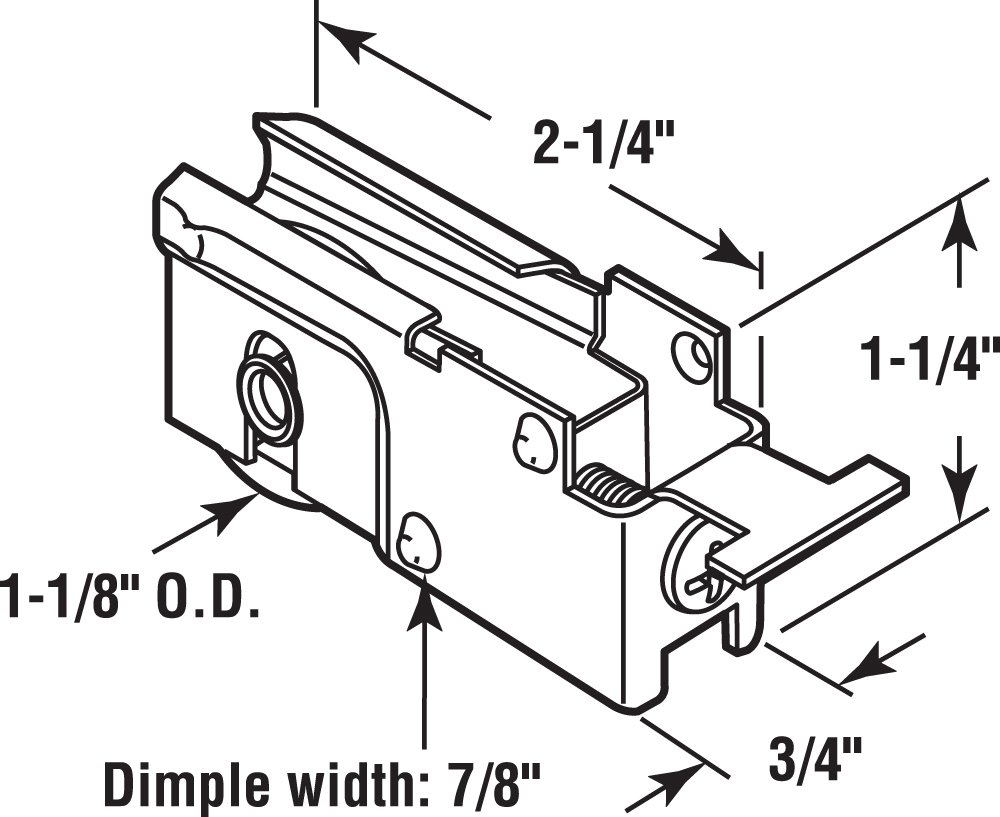 Prime-Line D 1523 1-1/8 In. Steel Ball Bearing Sliding Glass Door Roller Assembly (Single Pack)