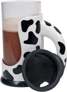 hog wild moo mixer supreme chocolate milk mixing cup - automatically mixes powder and syrup - stir and drink in 1 glass -16 oz