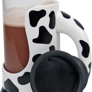 Hog Wild Moo Mixer Supreme Chocolate Milk Mixing Cup - Automatically Mixes Powder and Syrup - Stir and Drink in 1 Glass -16 oz