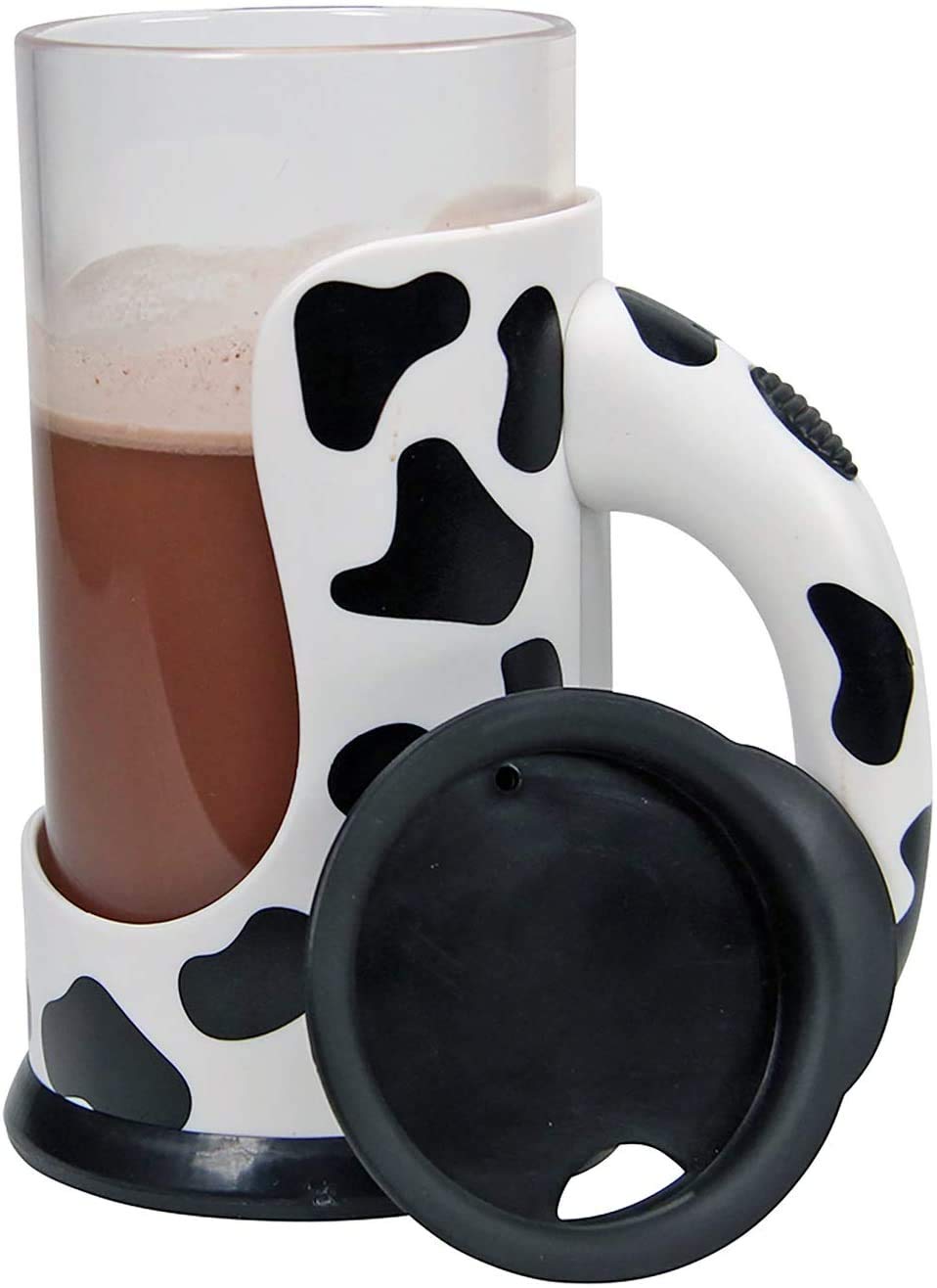 Hog Wild Moo Mixer Supreme Chocolate Milk Mixing Cup - Automatically Mixes Powder and Syrup - Stir and Drink in 1 Glass -16 oz