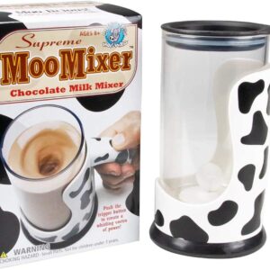 Hog Wild Moo Mixer Supreme Chocolate Milk Mixing Cup - Automatically Mixes Powder and Syrup - Stir and Drink in 1 Glass -16 oz