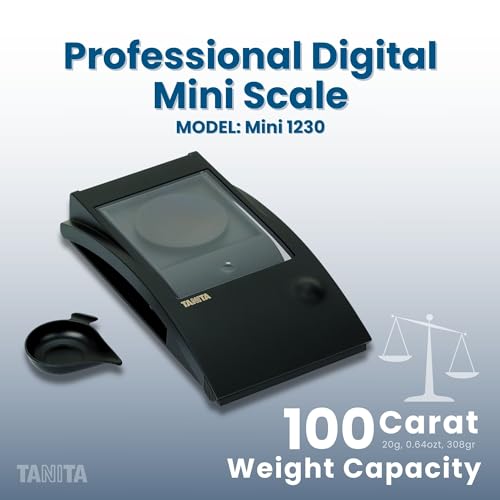 Tanita 1230 Professional Mini Diamond Scale - Japan Technology - Portable Carat Scale for Precise Gem Weighing - Energy Saving and Auto Power Off - Easy to Read 5 Digit LCD Display