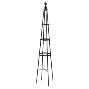 achla designs obl-01, 61-in wrought iron garden obelisk trellis, small, graphite