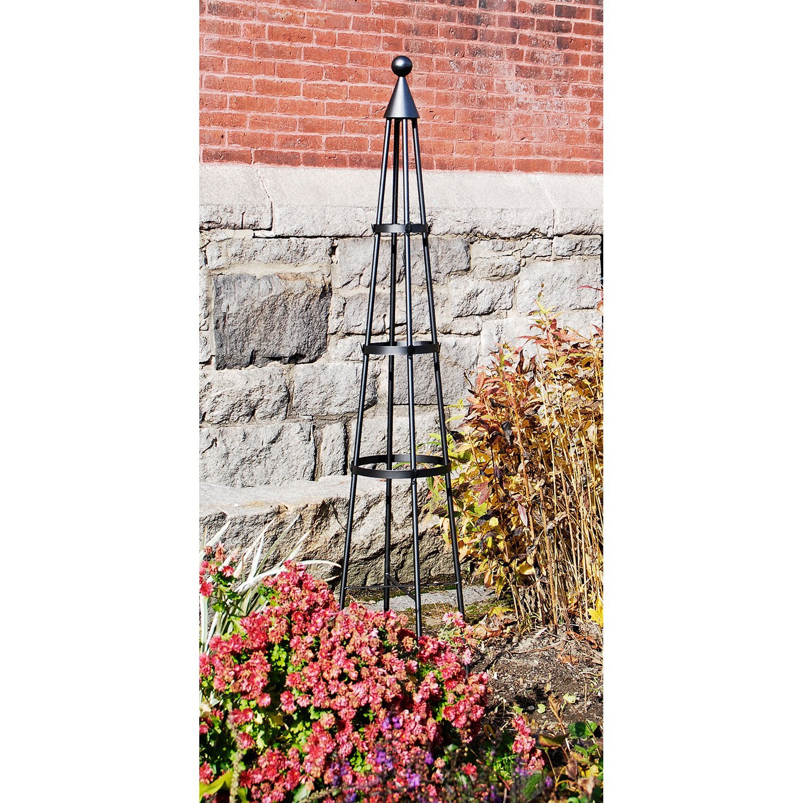 Achla Designs OBL-01, 61-in Wrought Iron Garden Obelisk Trellis, Small, Graphite