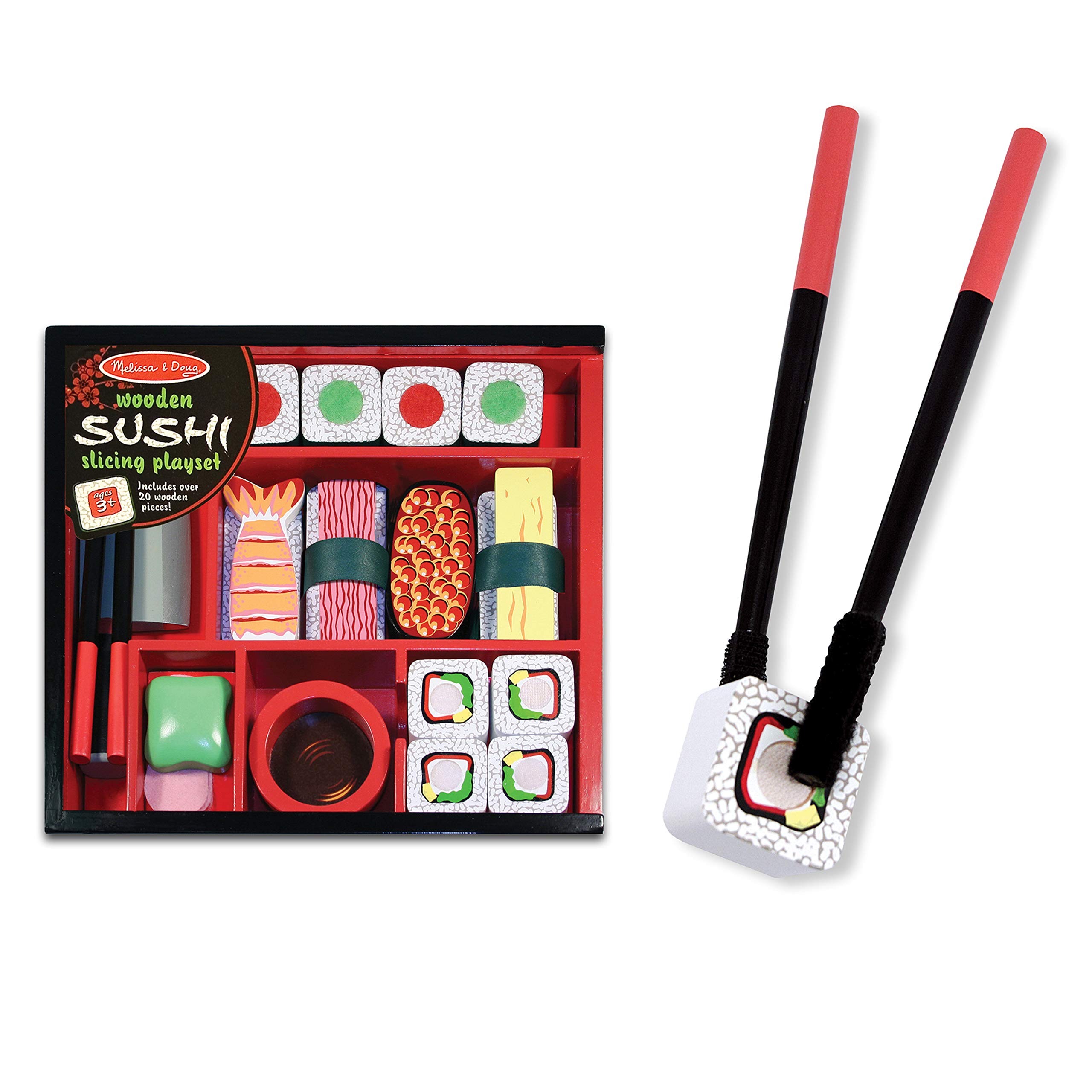 Melissa & Doug Sushi Slicing Play Food Set - Pretend Play Kitchen Toys, Wooden Sushi Food For Play, Pretend Sushi For Kids Ages 3+