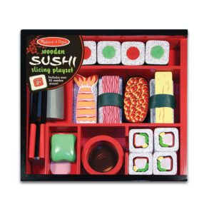 Melissa & Doug Sushi Slicing Play Food Set - Pretend Play Kitchen Toys, Wooden Sushi Food For Play, Pretend Sushi For Kids Ages 3+