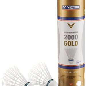 Victor Nylon Shuttlecock Shuttle 2000 6per can, white/green