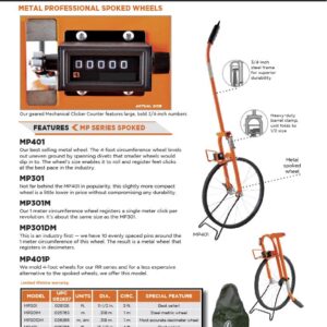 Keson MP301 Metal Frame Measuring Wheel with Spoked Wheel (Graduations: ft.), 11-1/2-Inch Diameter