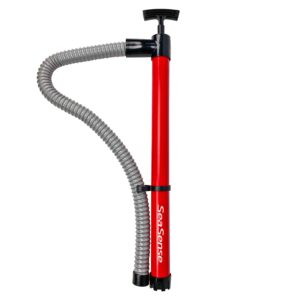 seasense hand bilge pump - self-priming, manual bilge pump for water removal on small boats, kayaks, canoes, bilges or any place water collects - 24" x 36" hose