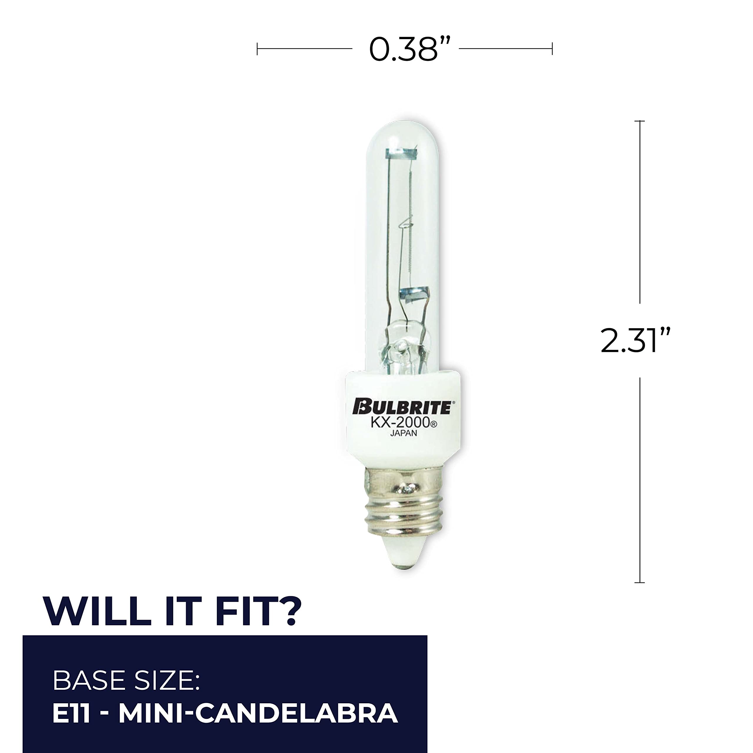 Bulbrite KX60CL/MC Mini-Candelabra Screw Base (E11) Light Bulb, 1 Count (Pack of 1), Clear