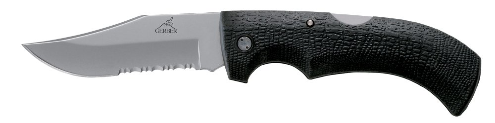 Gerber Gear Gator Pocket Knife - 3.76" Serrated Edge Folding Knife - EDC Gear and Equipment - Black