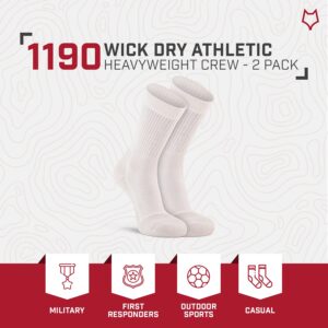 Fox River Tall Size Wick Dry Athletic Heavyweight Sport Crew Socks (2 Pair Pack), White, Large