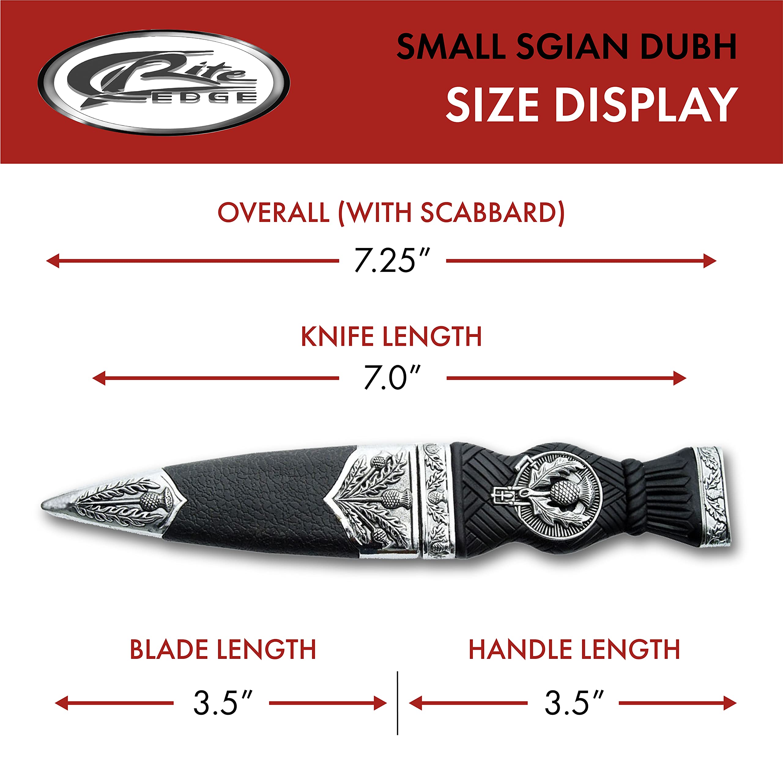 SZCO Supplies 7.25" Small Sgian Dubh Scottish Dirk Knife, Black