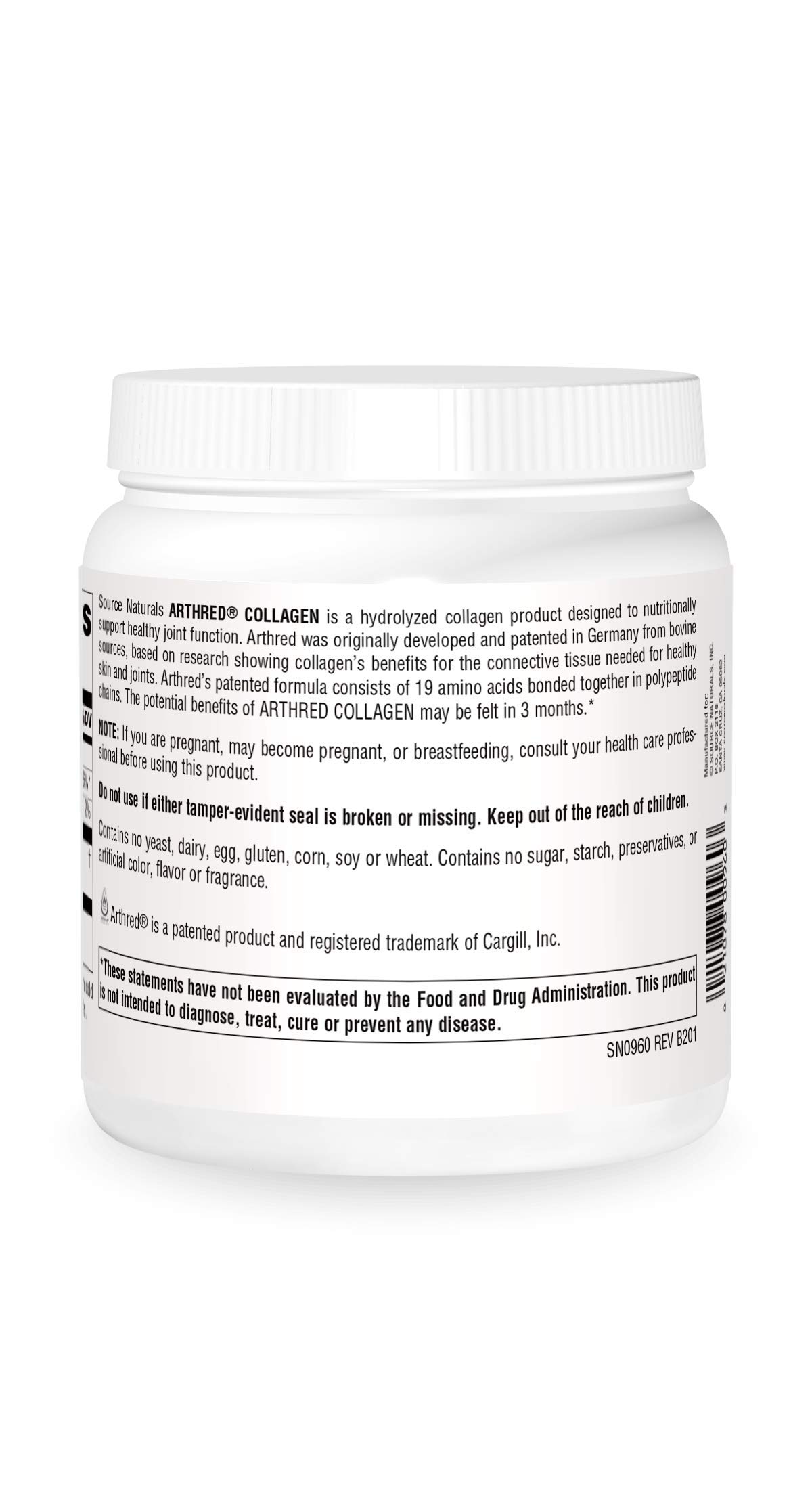 Source Naturals Arthred Collagen Protein Powder - Unflavored Quick Dissolve Hydrolyzed Peptides - Anti Aging Support For Bone, Joint & Skin Health - 9 oz (30 Servings)