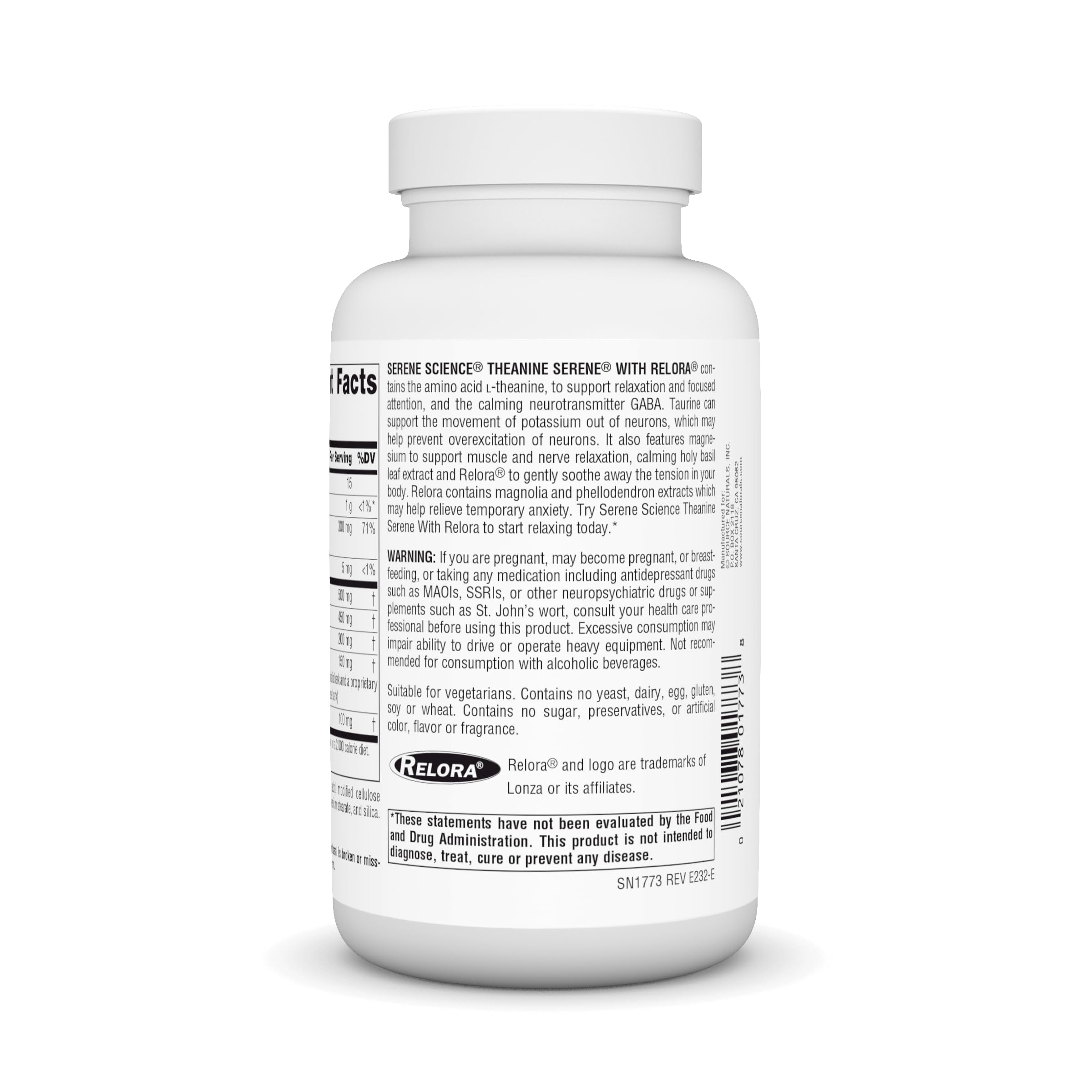 Source Naturals Theanine Serene with Relora, Calm Mind and Body* - 120 Tablets