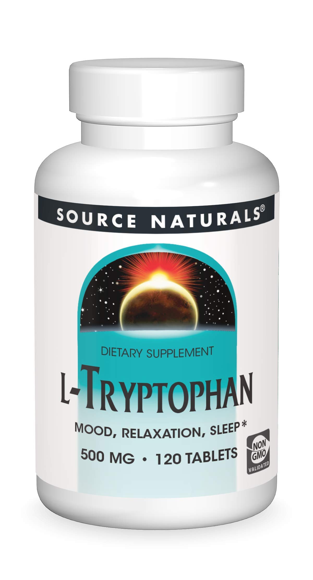 Source Naturals L-Tryptophan, for Mood, Relaxation, and Sleep*, 500mg - 120 Tablets