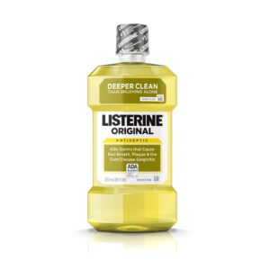 listerine original oral care antiseptic mouthwash with germ-killing formula to fight bad breath, plaque and gingivitis, 250 ml