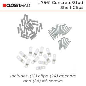 ClosetMaid 7561 Shelf Clips for Concrete Installation, 12-Pack , White