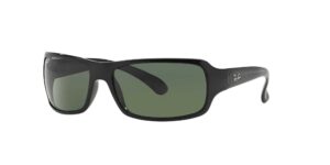 ray-ban men's rb4075 rectangular sunglasses, black/polarized dark green, 61 mm