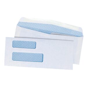 quality park #9 security envelopes, double window, invoices and quickbooks statements, 3-7/8 x 8-7/8 inches, gummed, 24 lb white, 500/box (qua24527)