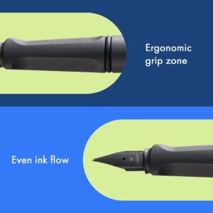 LAMY safari umbra - Fountain Pen with ergonomic grip & black steel nib in size M - ideal for any Writing & Calligraphy - including LAMY T 10 blue cartridge - Right-Handed