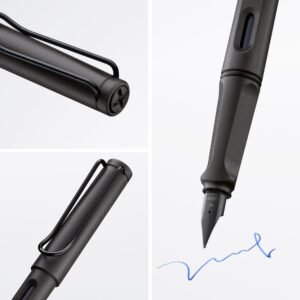 LAMY safari umbra - Fountain Pen with ergonomic grip & black steel nib in size M - ideal for any Writing & Calligraphy - including LAMY T 10 blue cartridge - Right-Handed