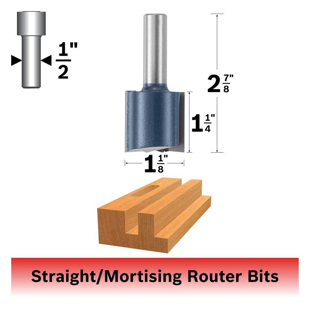 BOSCH 85465M 1-1/8 In. x 1-1/4 In. Carbide Tipped 2-Flute Straight Bit