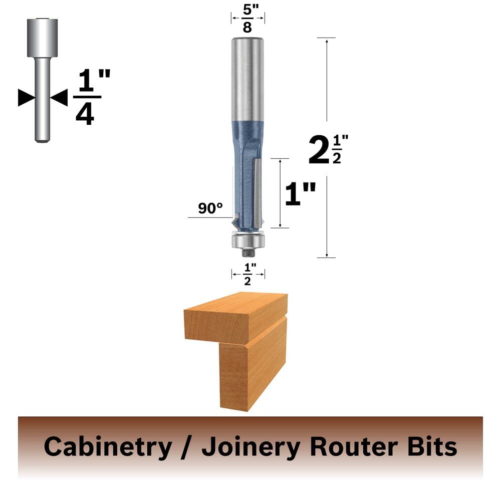 BOSCH 85646M 1/2 In. x 1 In. Carbide Tipped Flush Trim V-Groove Bit