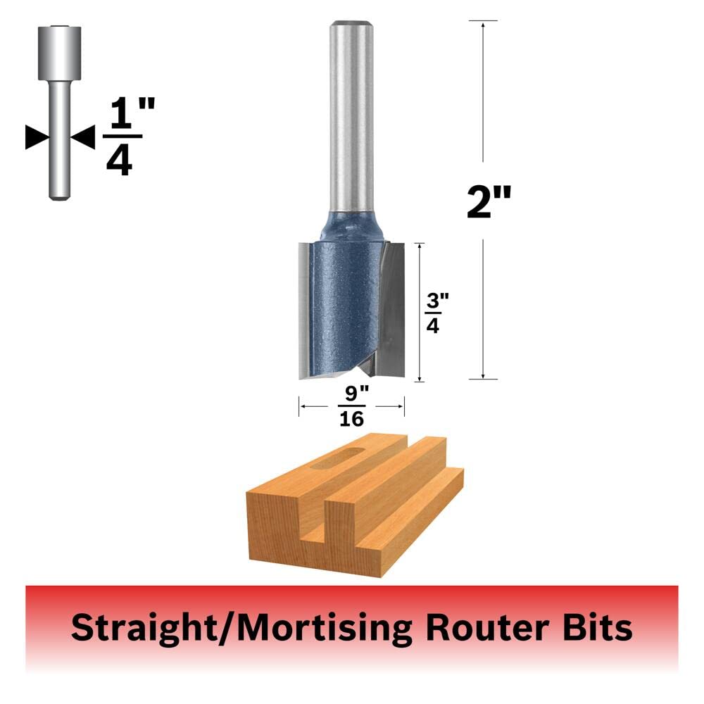 Bosch 85229M 9/16 In. x 3/4 In. Carbide Tipped 2-Flute Straight Bit