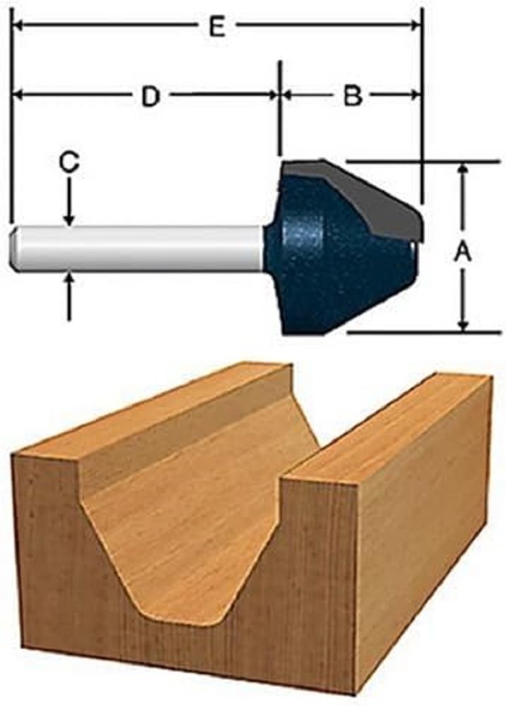 Bosch 85540M 1-Inch Diameter 3/4-Inch Cut Carbide Tipped 60 Degree Lettering Router Bit 1/4-Inch Shank