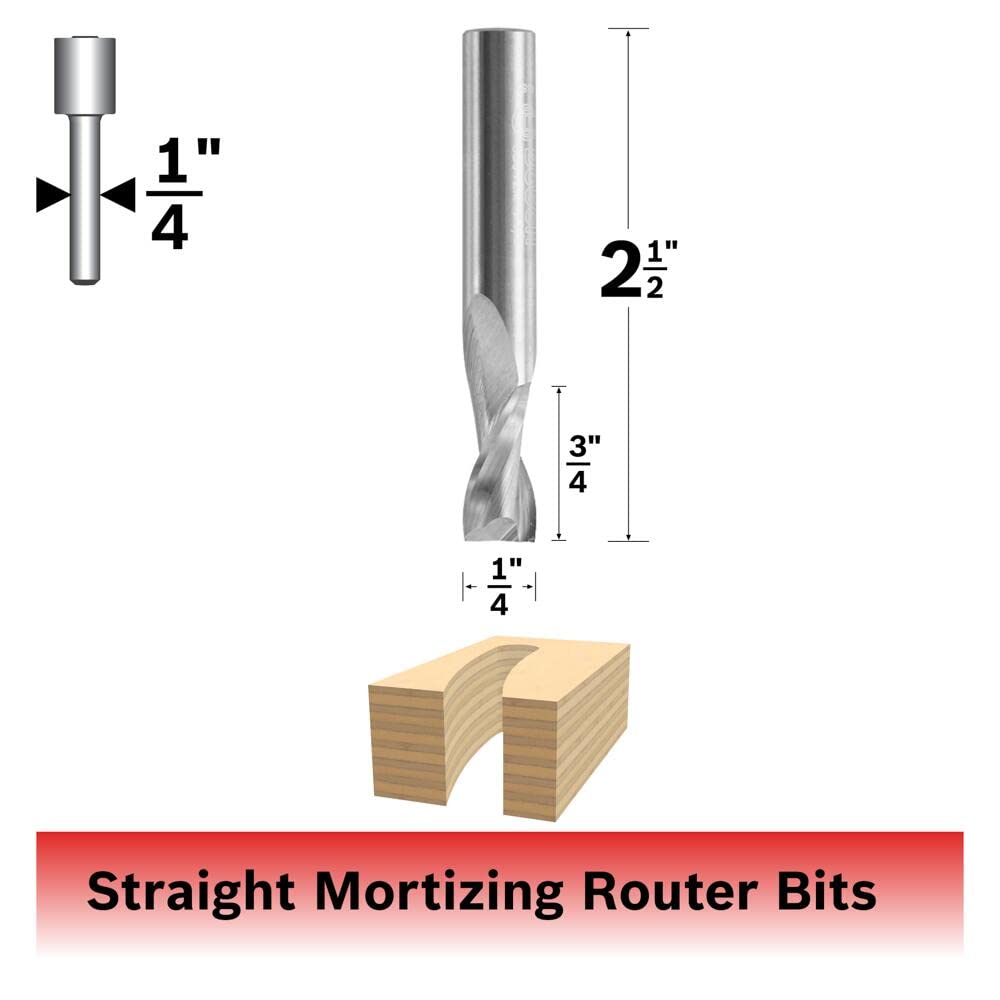 BOSCH 85910M 1/4 In. x 3/4 In. Solid Carbide 2-Flute U-Pieceut Spiral Bit