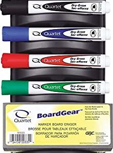 Quartet Whiteboard Accessory Caddy, Includes 8 Chisel Tip Dry Erase Markers and 1 Eraser, White Board Accessories, Black (558)