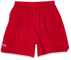 tyr men's classic deck swim shorts, red, x-large