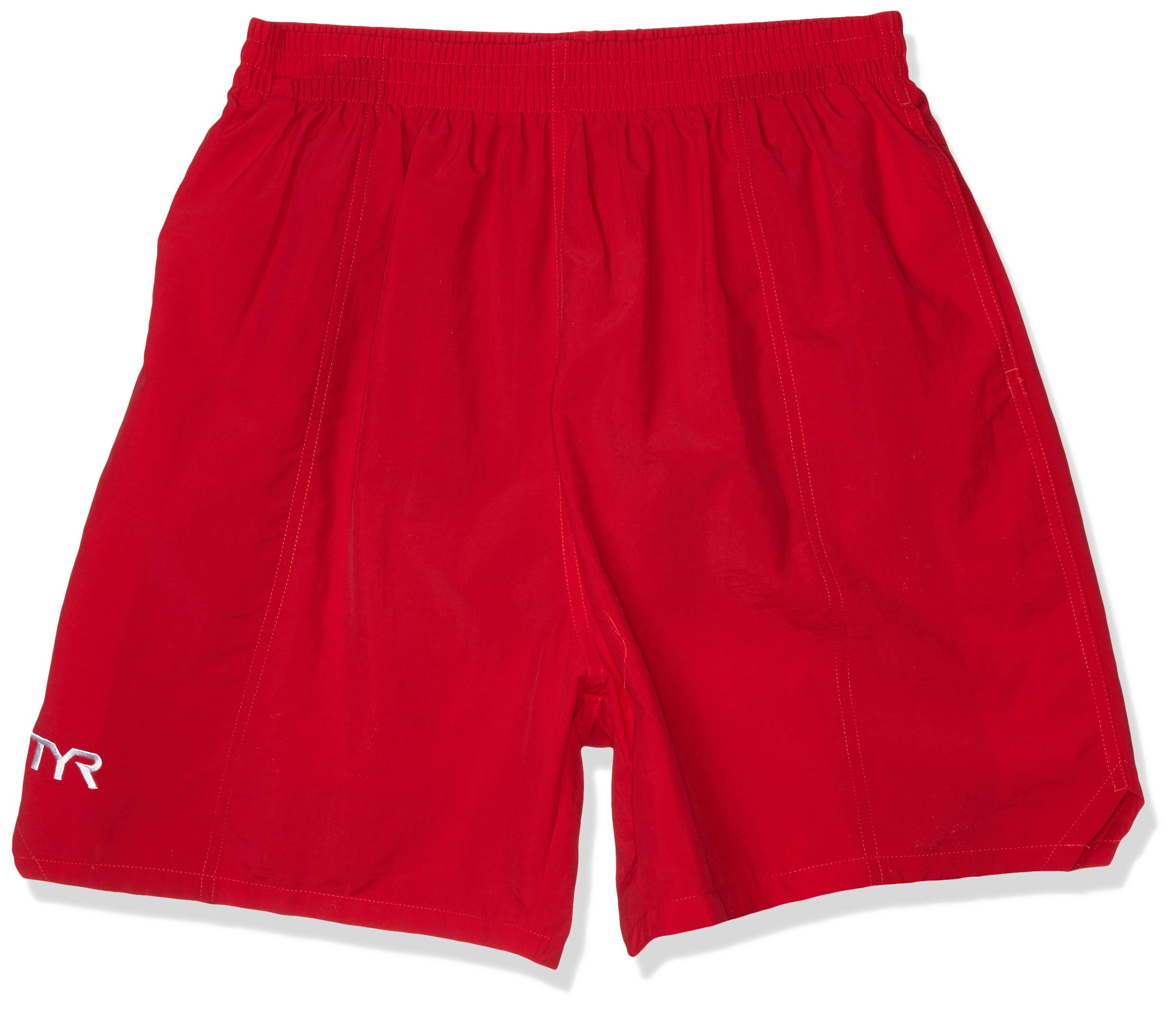 TYR Men's Classic Deck Swim Shorts, Red, X-Large